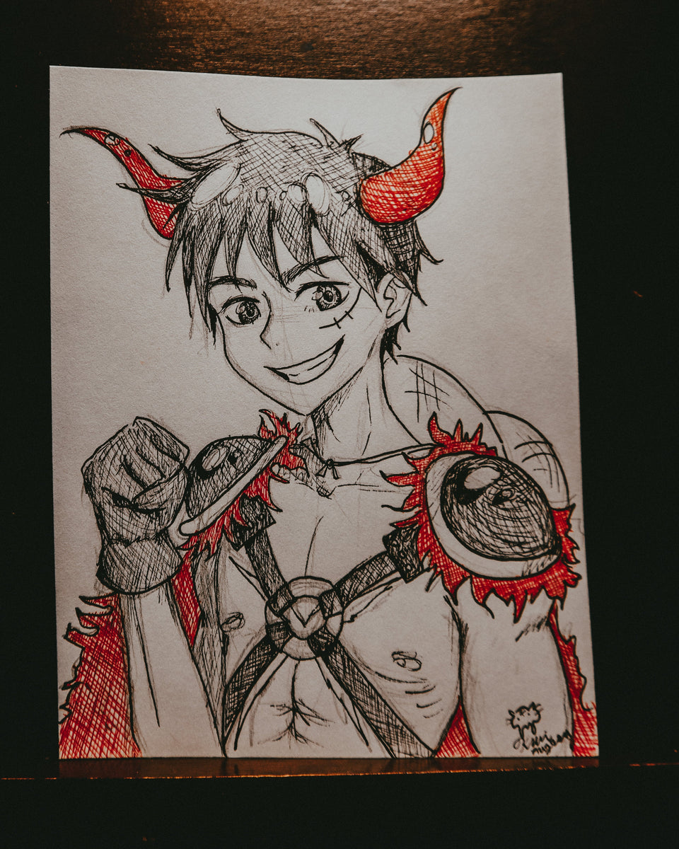 One Piece Luffy: Ink Drawing – konekokaciart