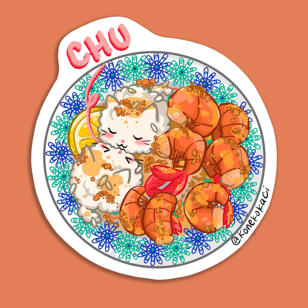 Koneko Garlic Shrimp Sticker – konekokaciart